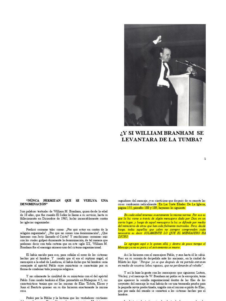 ¿Y Si William Branham Se Levantara de La Tumba? | PDF