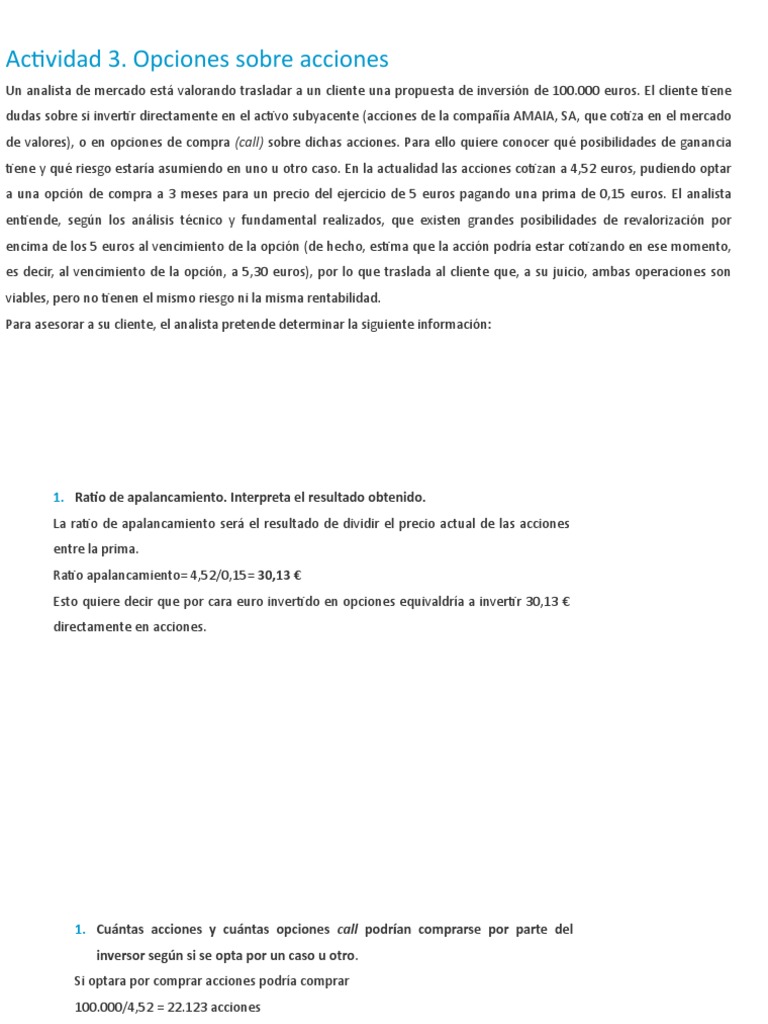 Actividad 3 | PDF | Opción (Finanzas) | Compartir (Finanzas)