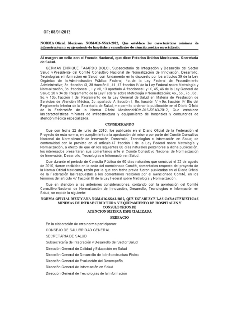 Nom 016 | PDF | Hospital | Cuidado de la salud