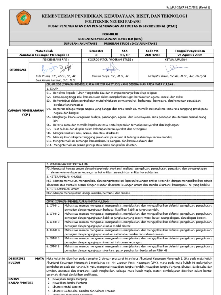 RPS Akm 2 - D4 - Ganjil 2022-2023 | PDF | Karier & Perkembangan