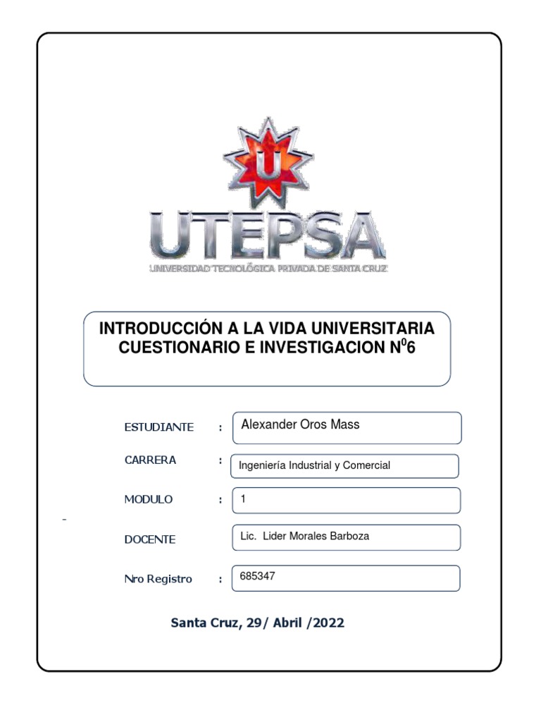 Cuestionario e Investigacion 6 - Alexander Oros Mass | PDF