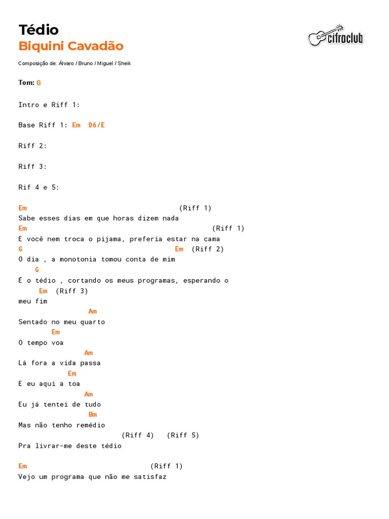 Tédio: Biquini Cavadão | PDF
