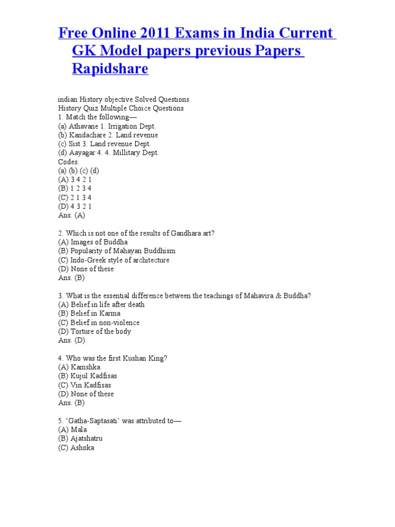 Indian History MCQs and Answers | PDF | Indian Religions | Religion And ...