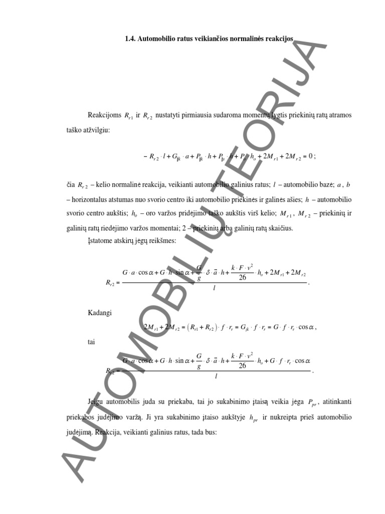 1.4. Automobilio Ratus Veikiancios Normalines Reakcijos | PDF