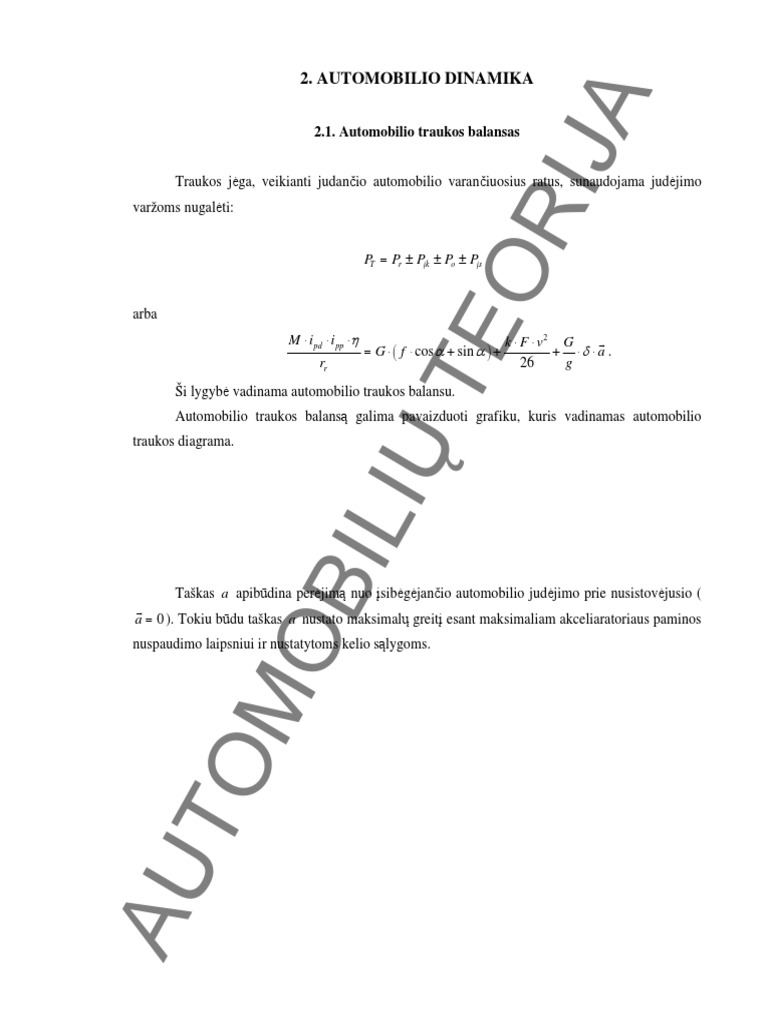 2.1. Automobilio Traukos Balansas | PDF