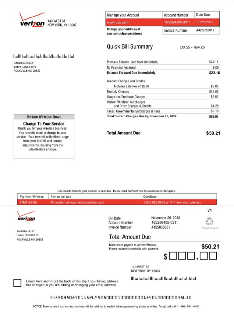 My Verizon Wireless Bill Sandra | PDF