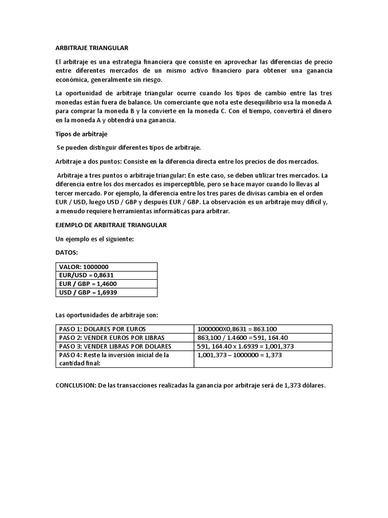 Arbitraje Triangular | PDF
