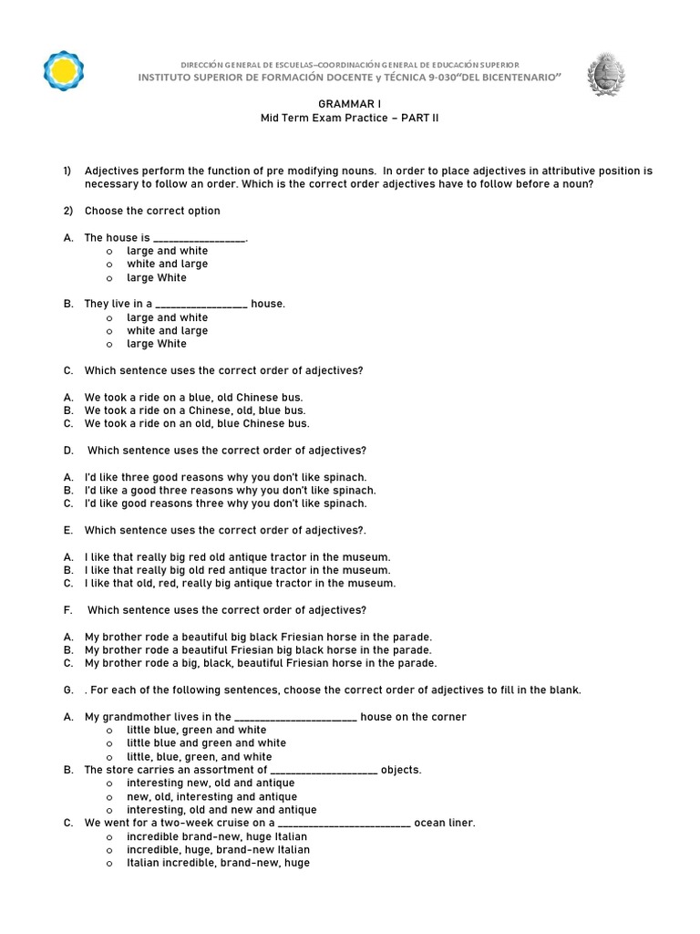 Mid Term Practice Part II | PDF | Adverb | Adjective