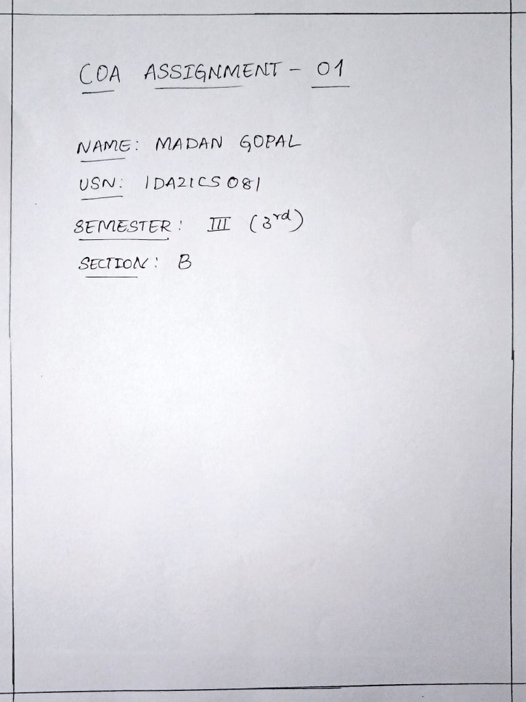COA Assignment 1 | PDF | Digital Electronics | Electronics COA Assignment 1 | PDF | Digital Electronics | Electronics