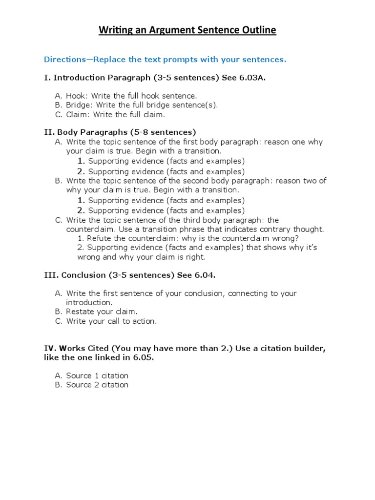 Argument Sentence Outline | PDF
