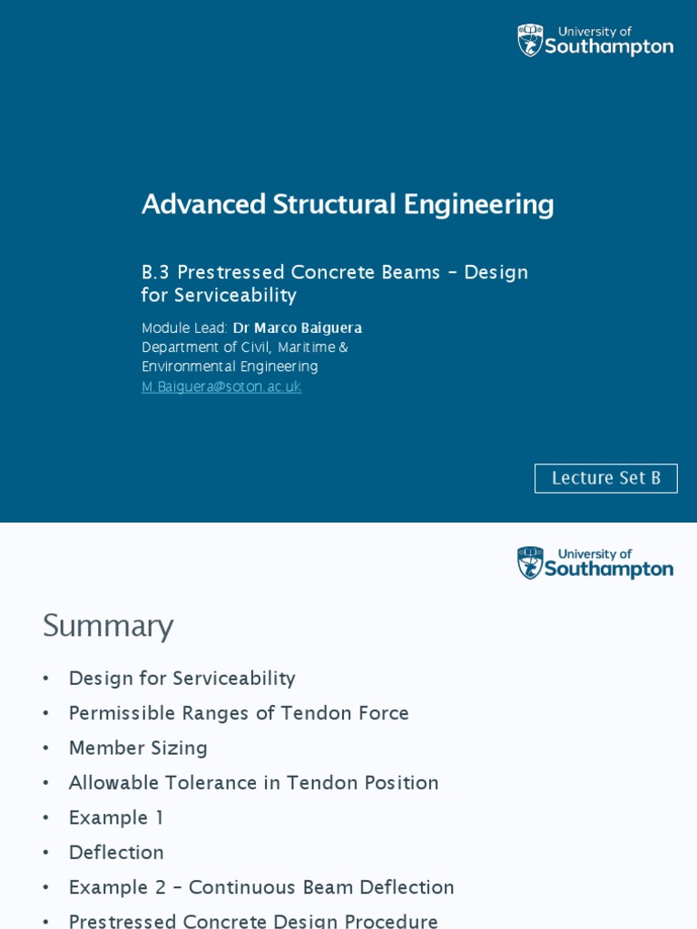 Prestressed Beams Design Serviceability | PDF