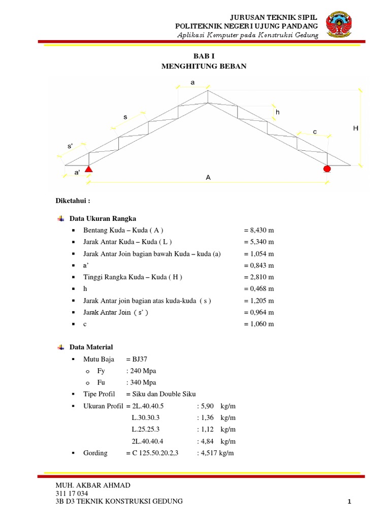 Tutorial SAP2000 Kuda Kuda Baja | PDF