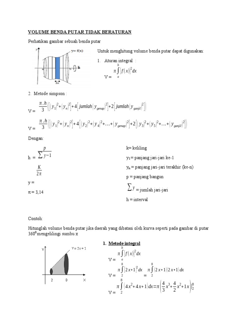 INTEGRAL (Volume Bangun Tidak Beraturan) | PDF | Metode & Bahan Ajar