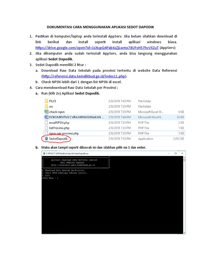 Dokumentasi Cara Menggunakan Aplikasi Sedot Dapodik | PDF