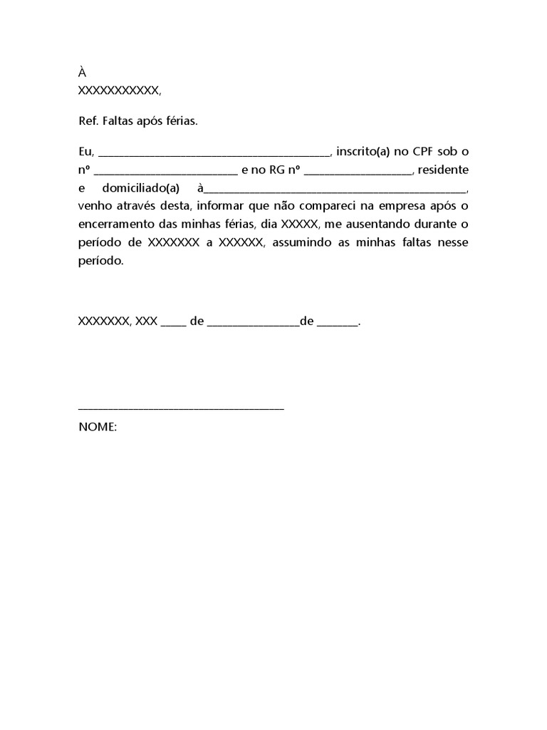 Modelod e Carta de Ausencia No Trabalho | PDF