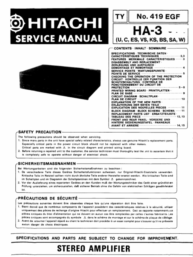 HITACHI HA3 Service Manual | PDF
