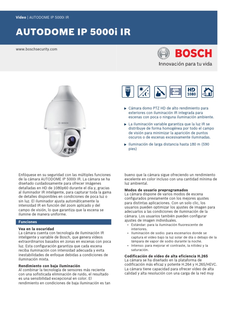 Video - AUTODOME IP 5000i IR | PDF | Fibra óptica | Red de computadoras