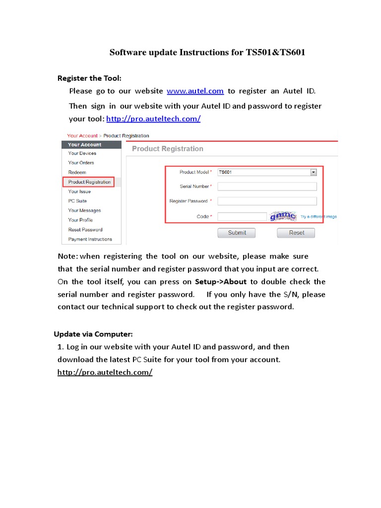 Software Update Instructions For TS501 TS601 | PDF | Business | Finance & Money Management
