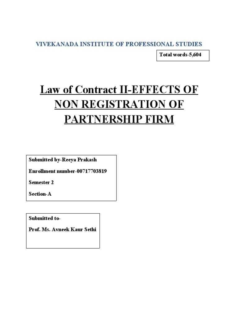 Effects of Non-Registration of Partnership Firm | PDF