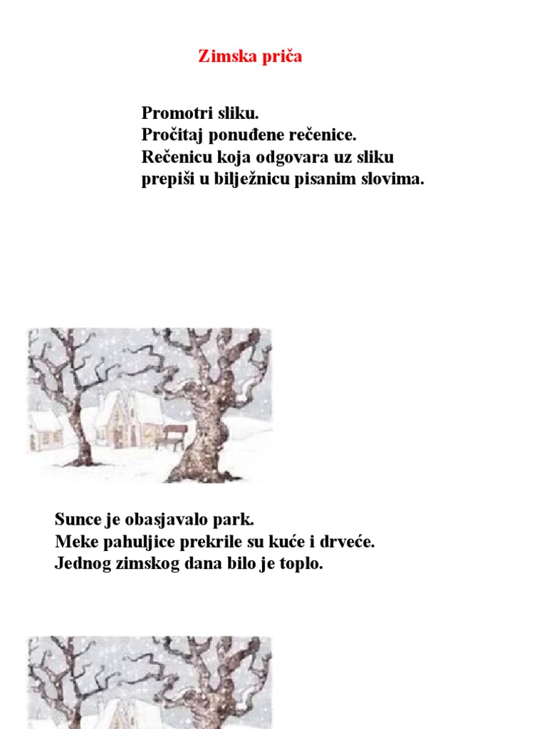 Pričanje Po Nizu Slika - Prepisivanje Pisanim Slovima | PDF
