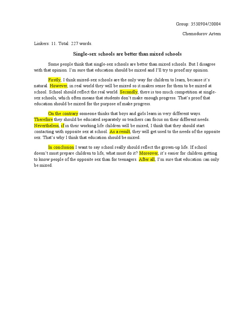 Mixed vs. Single-Sex Schools Debate | PDF