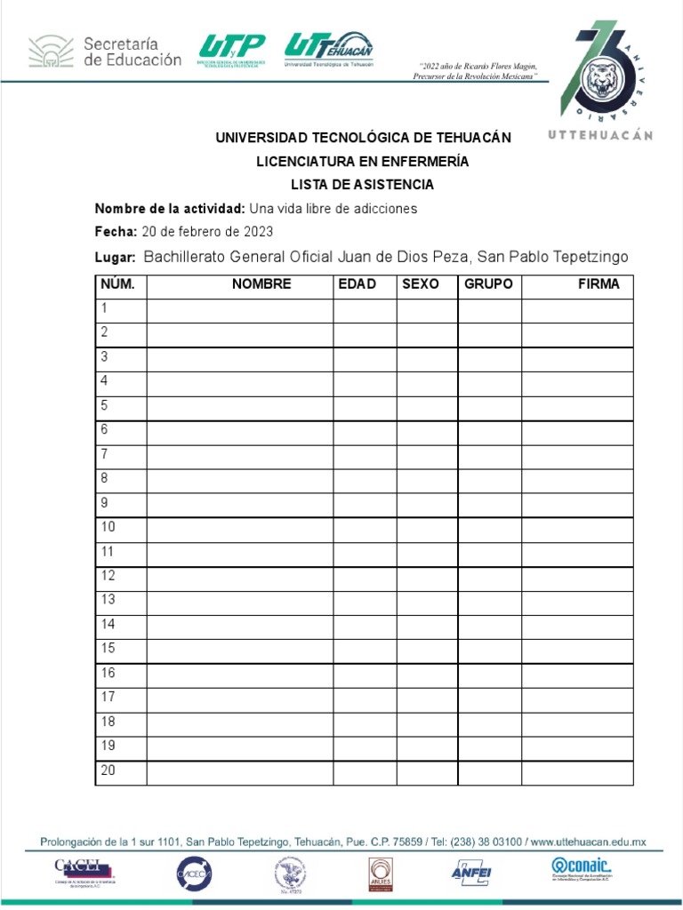 Lista de Asistencia PDF | PDF