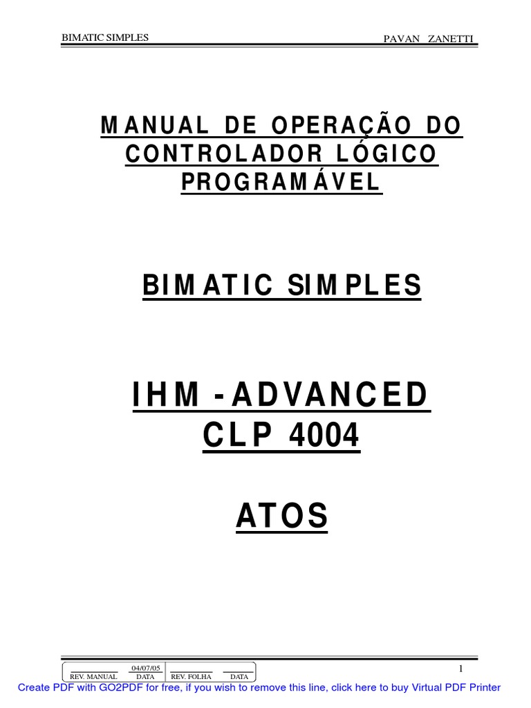 Manual CLP 4004: Operação e Programação | PDF | Controlador lógico ...