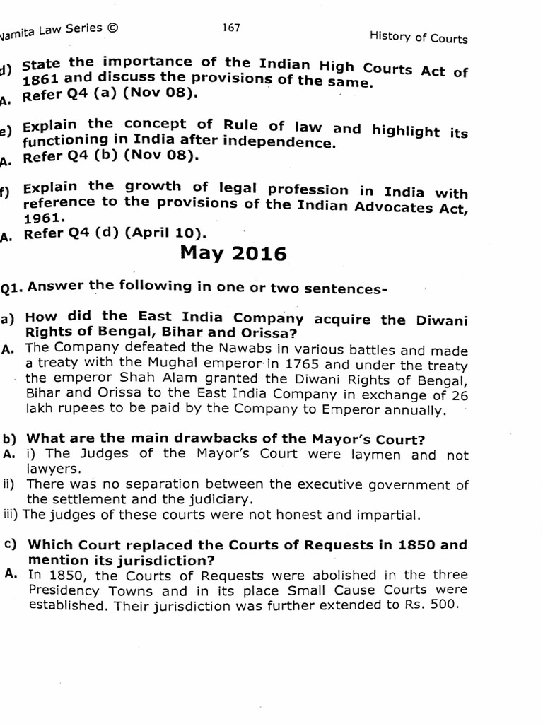 History of Courts - Question Papers 2016-2020 | PDF