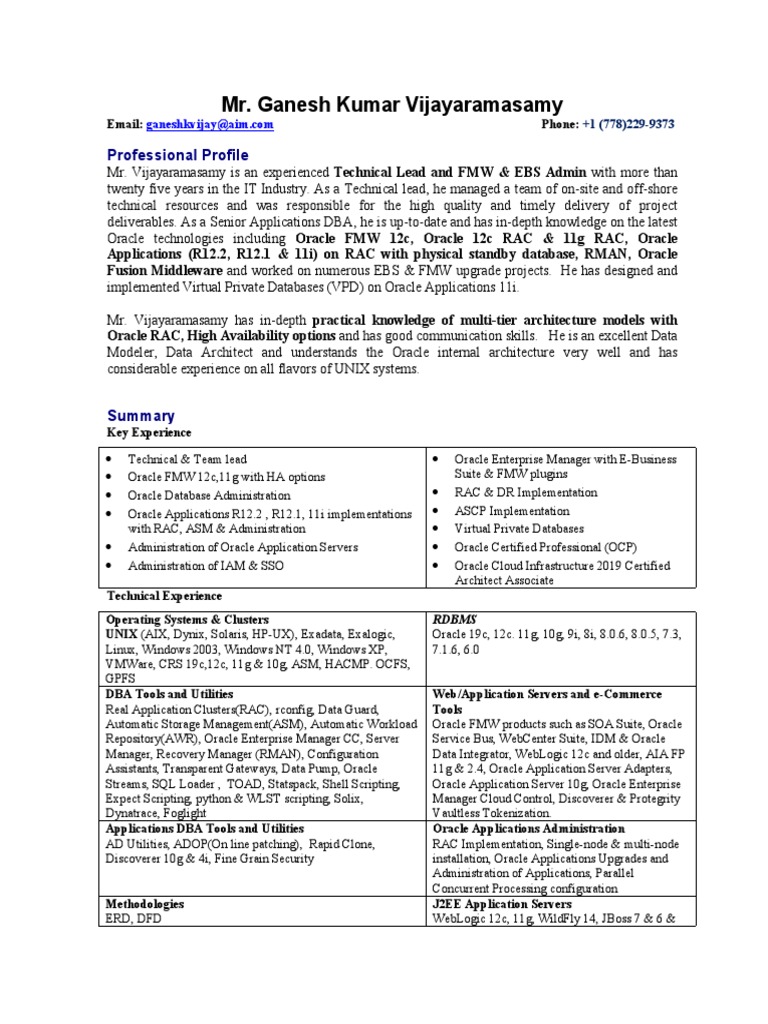 Dice Profile Ganesh Kumar Vijayaramasamy | PDF