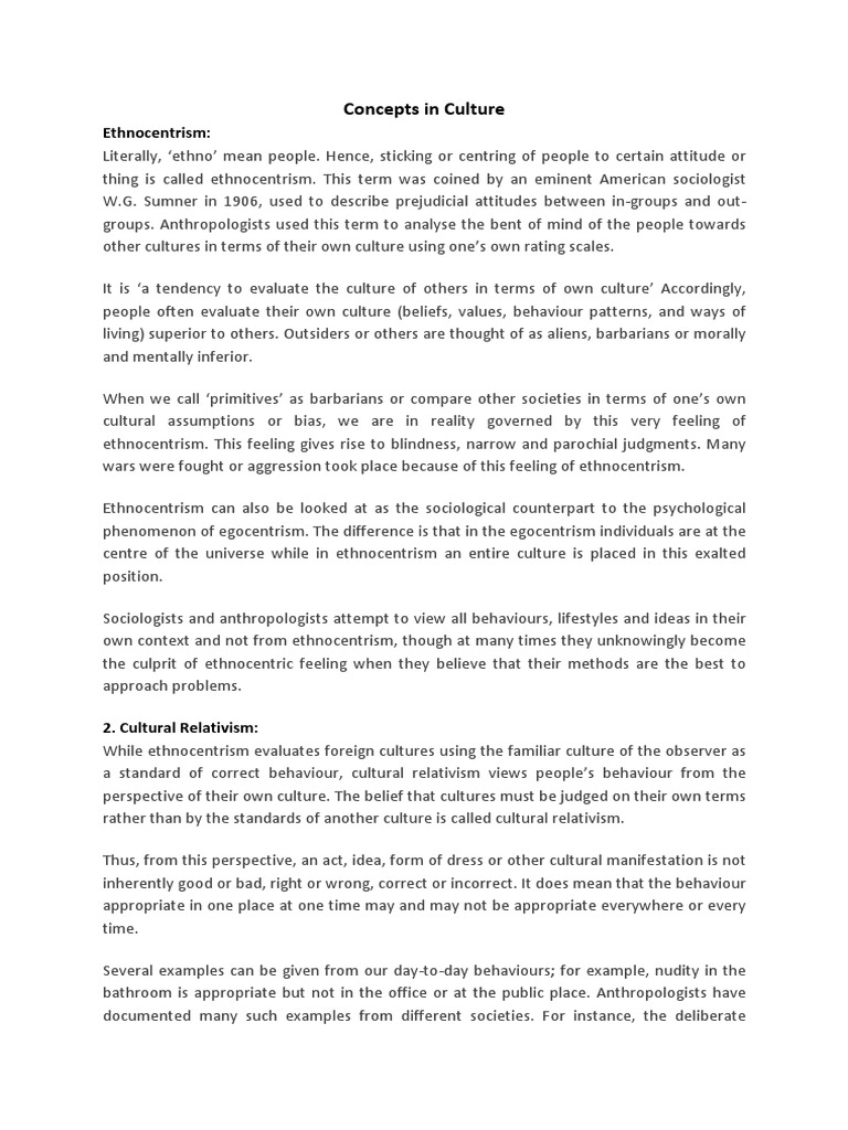 Notes On Culture | PDF | Relativism | Sociology