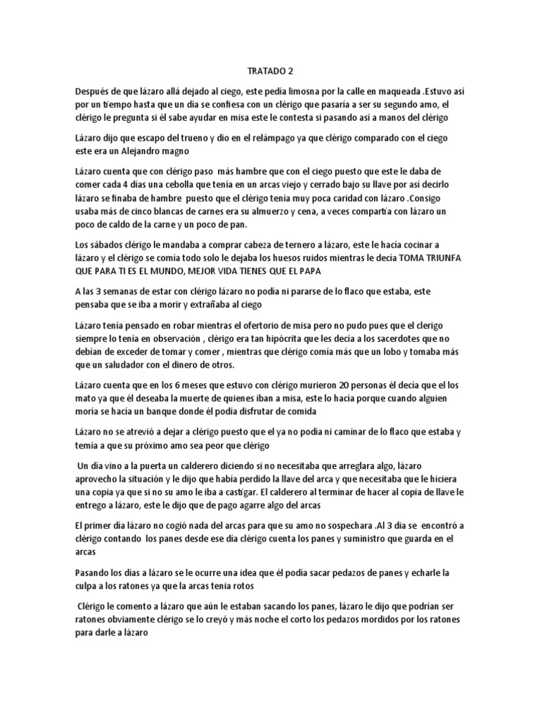 LAZARILLO DE TORMES - Tratado 2.4.6.7 | PDF