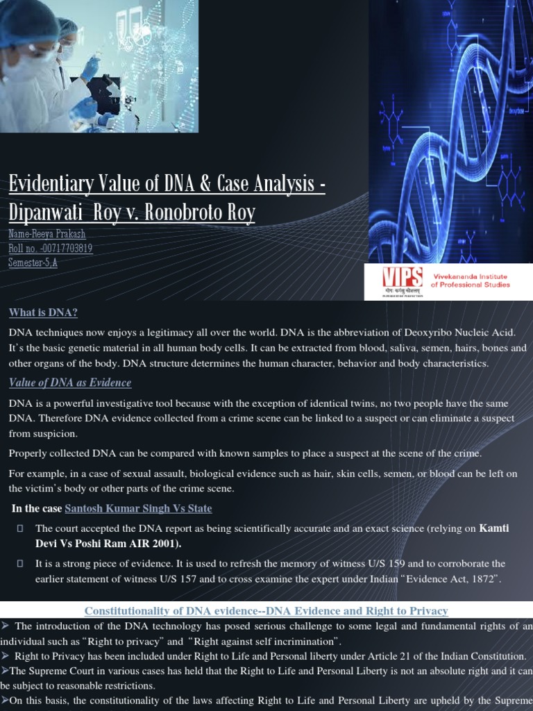 DNA Evidence in Indian Legal Cases | PDF | Witness | Dna Profiling