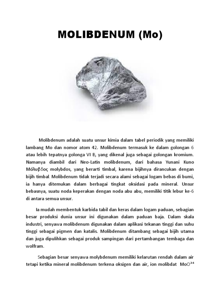 Fakta Penting Tentang Molibdenum | PDF | Sains & Matematika