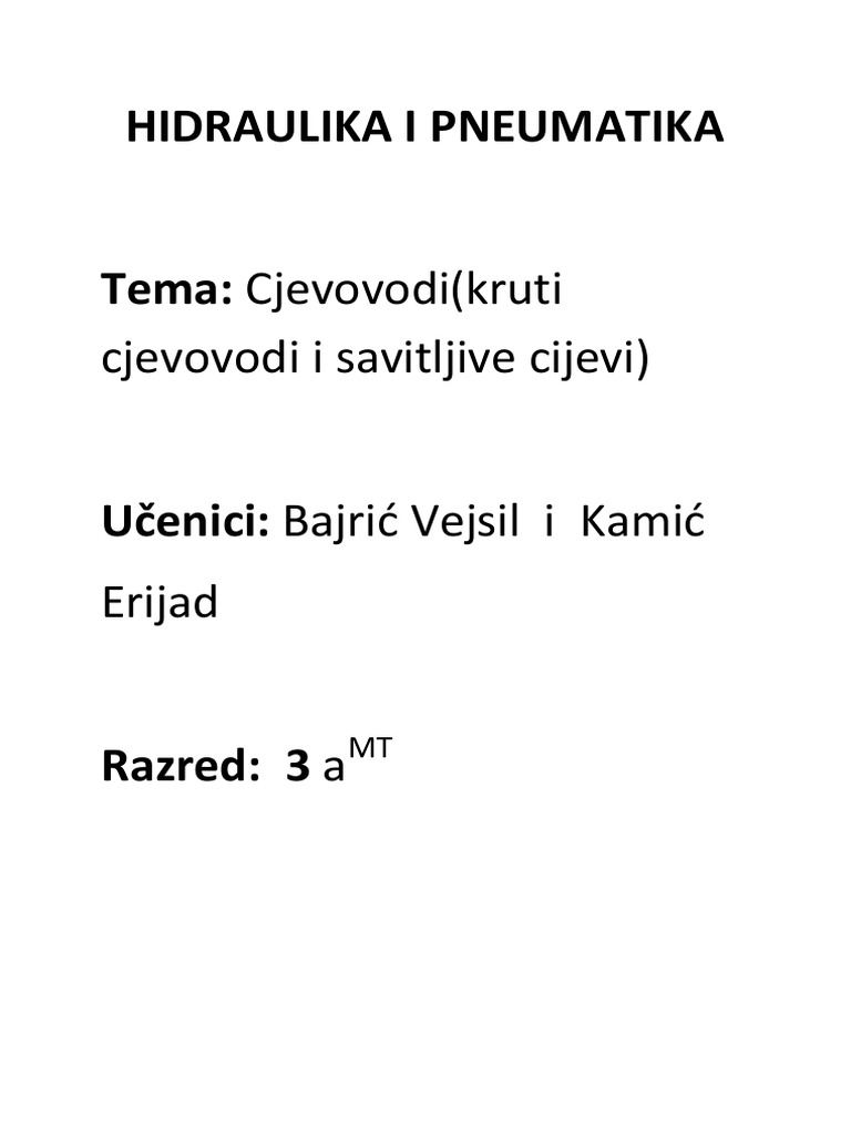 HIDRAULIKA I PNEUMATIKA - Bajric I Kamic | PDF