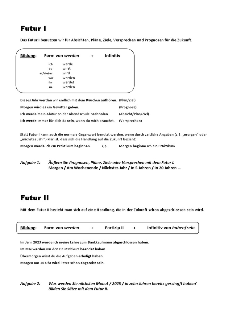 Futur I Und Futur II | PDF