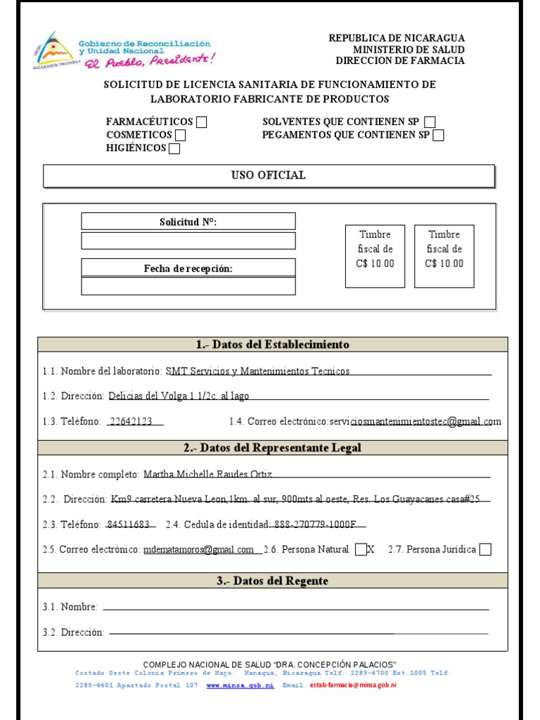 Formato Solicitud Licencia Sanitaria Laboratorio | Descargar gratis PDF | Tratamientos médicos ...