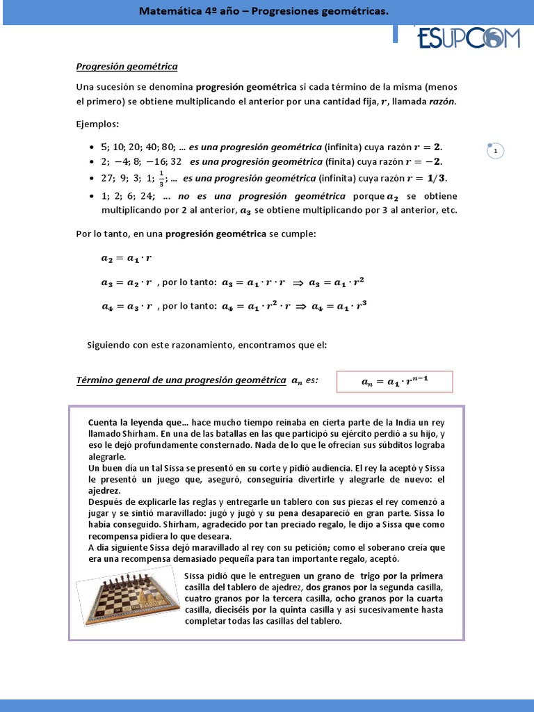 Progresiones Geométricas | PDF | Secuencia | Triángulo