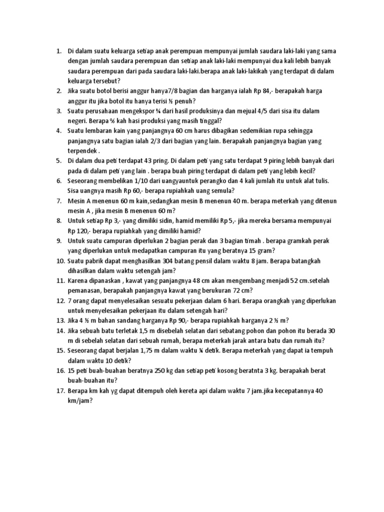 SOAL MTK CERITA | PDF