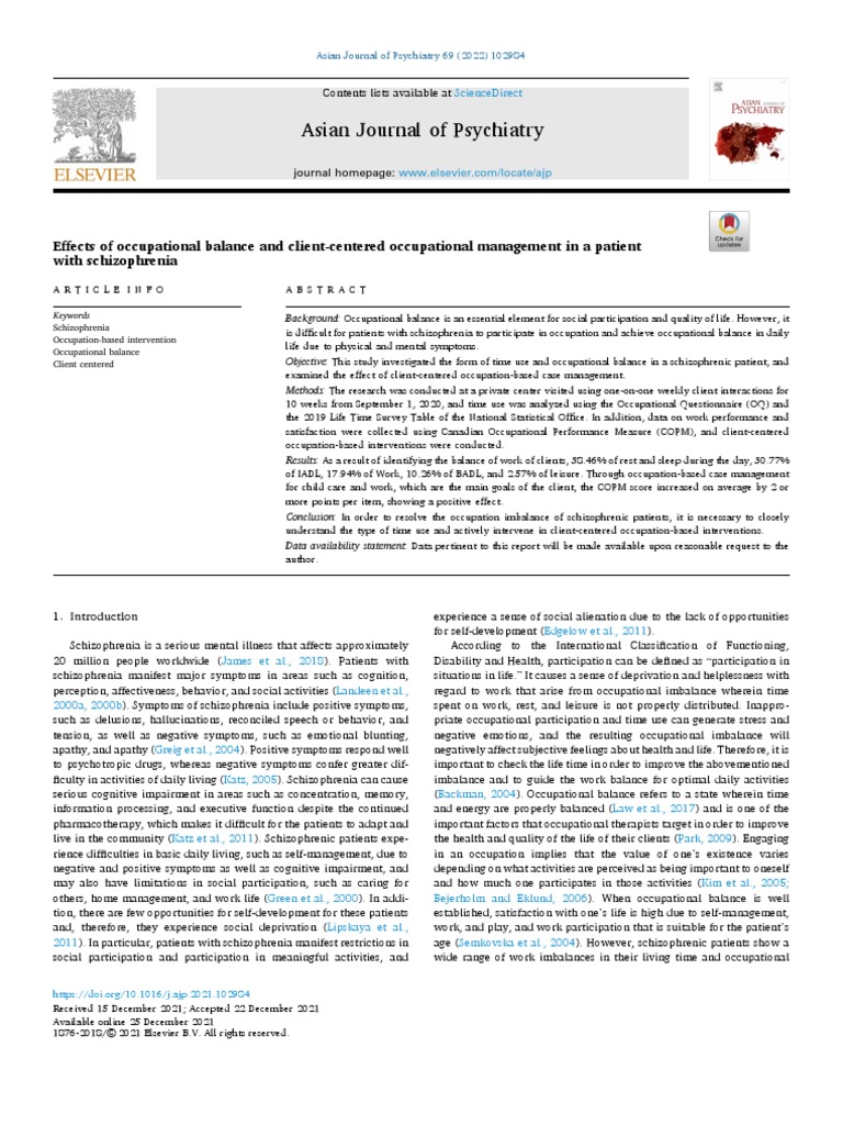 Effects of Occupational Balance and Client-Centered Occupational ...