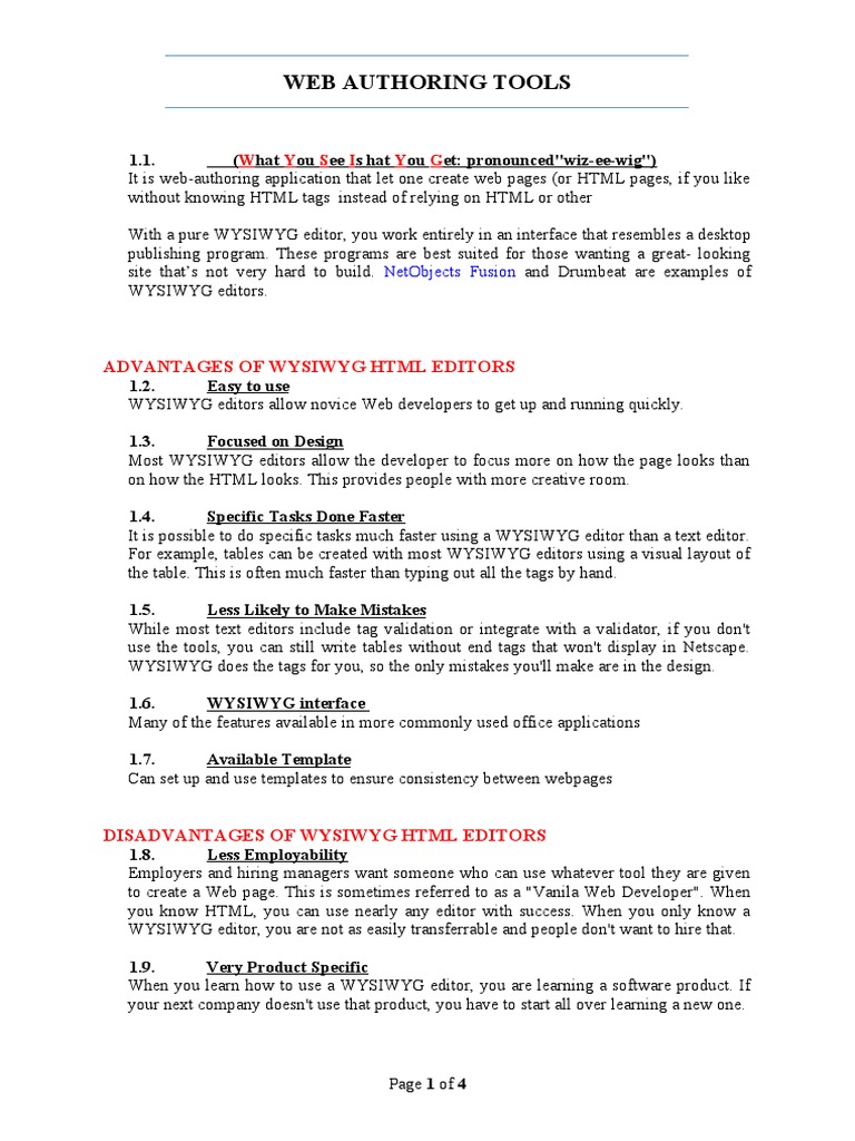 Web Authoring Tools | PDF | World Wide Web | Internet & Web