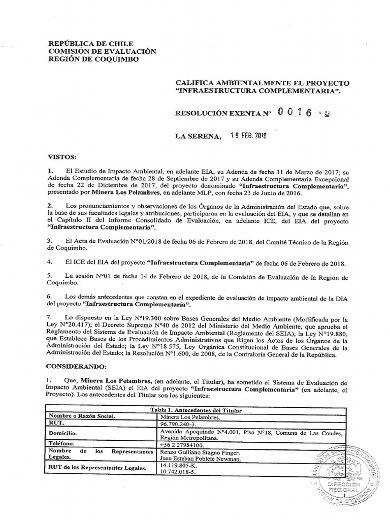 Minera Los Pelambres - Rca Inco PDF | PDF