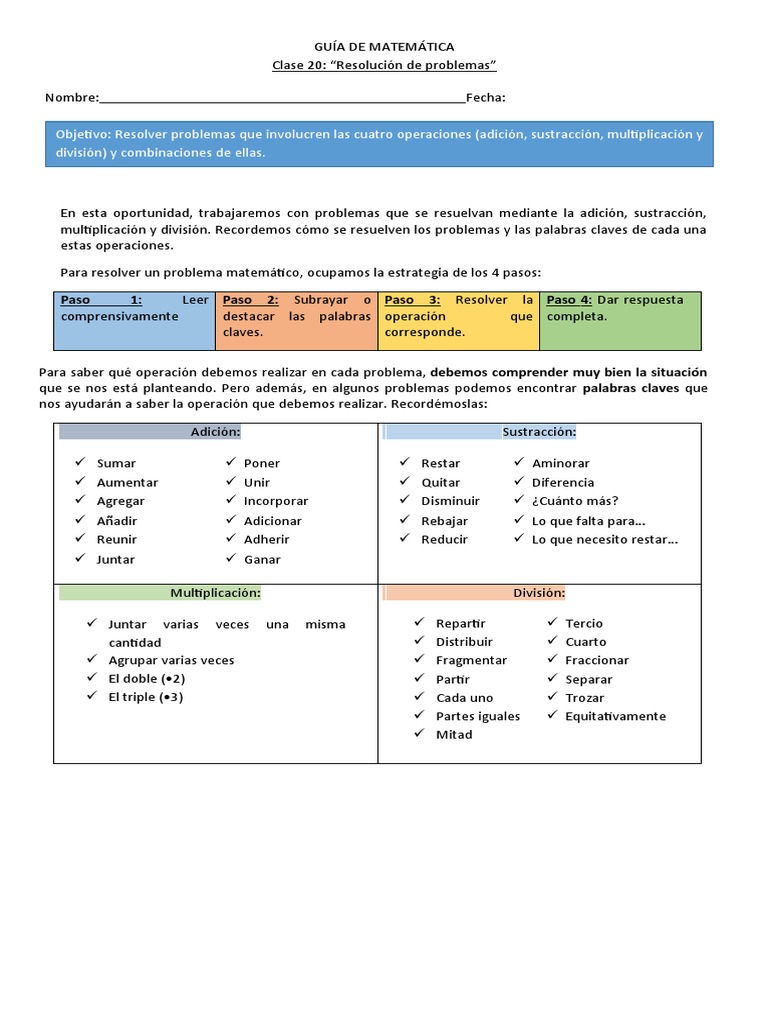 Problemas Con Las 4 Operaciones 5 Basico AC | PDF | Sustracción ...