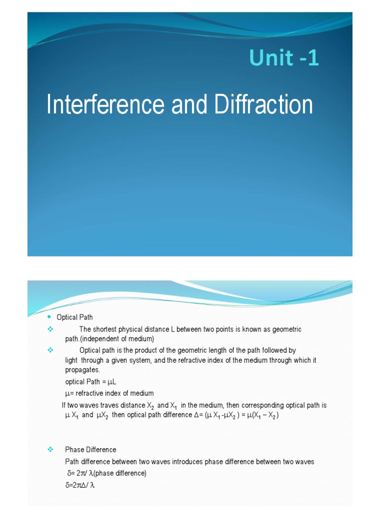 Interference and Diffraction | PDF | Optics | Refractive Index