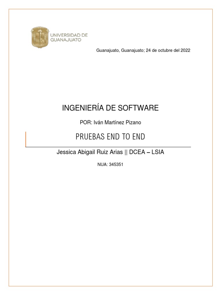 Pruebas End To End: Ingeniería de Software | PDF | Pruebas de software | Ciencias de la Computación