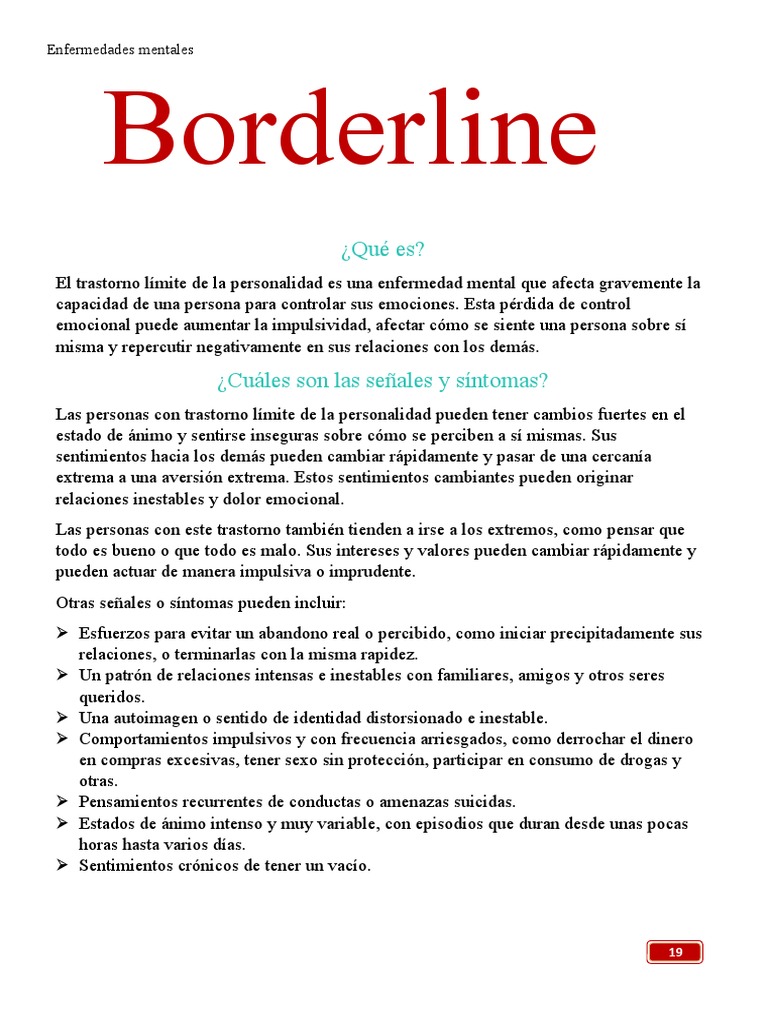 Borderline | PDF | Desorden bipolar | Trastorno mental