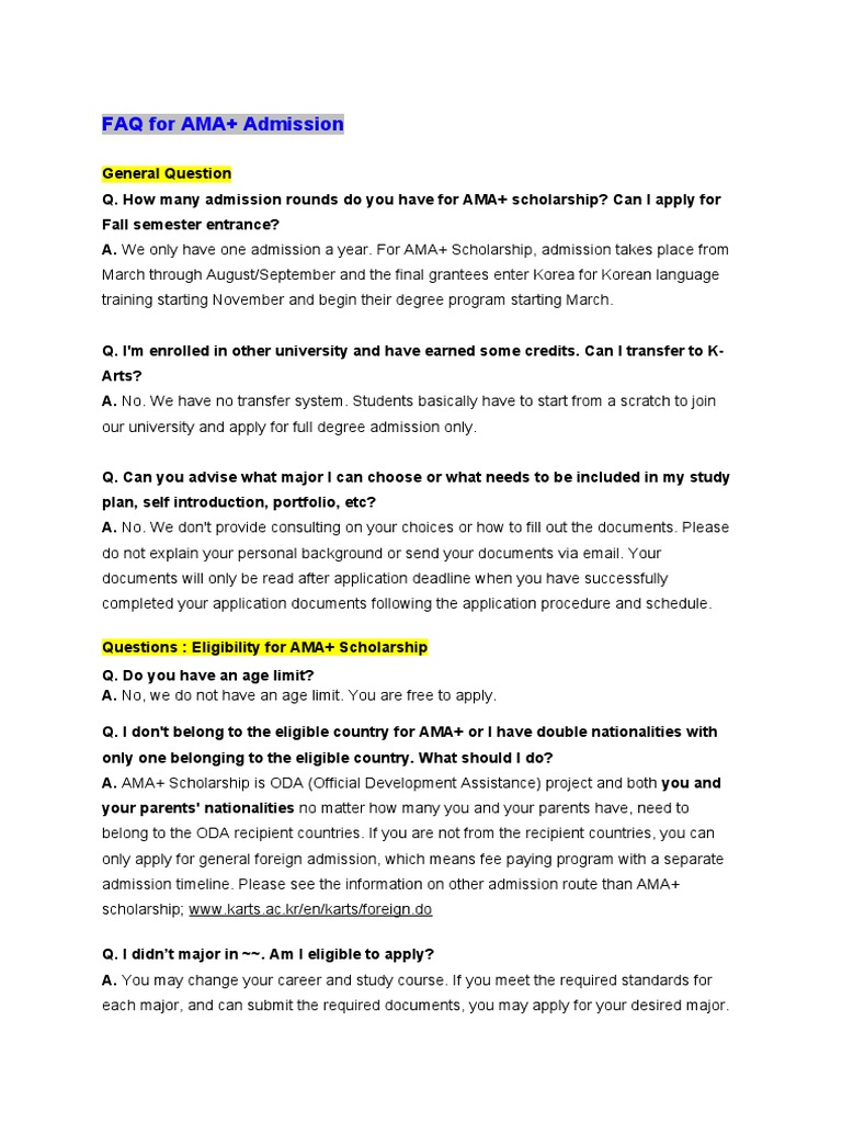 Frequently Asked Questions About Eligibility, Application Requirements, and Language Proficiency ...