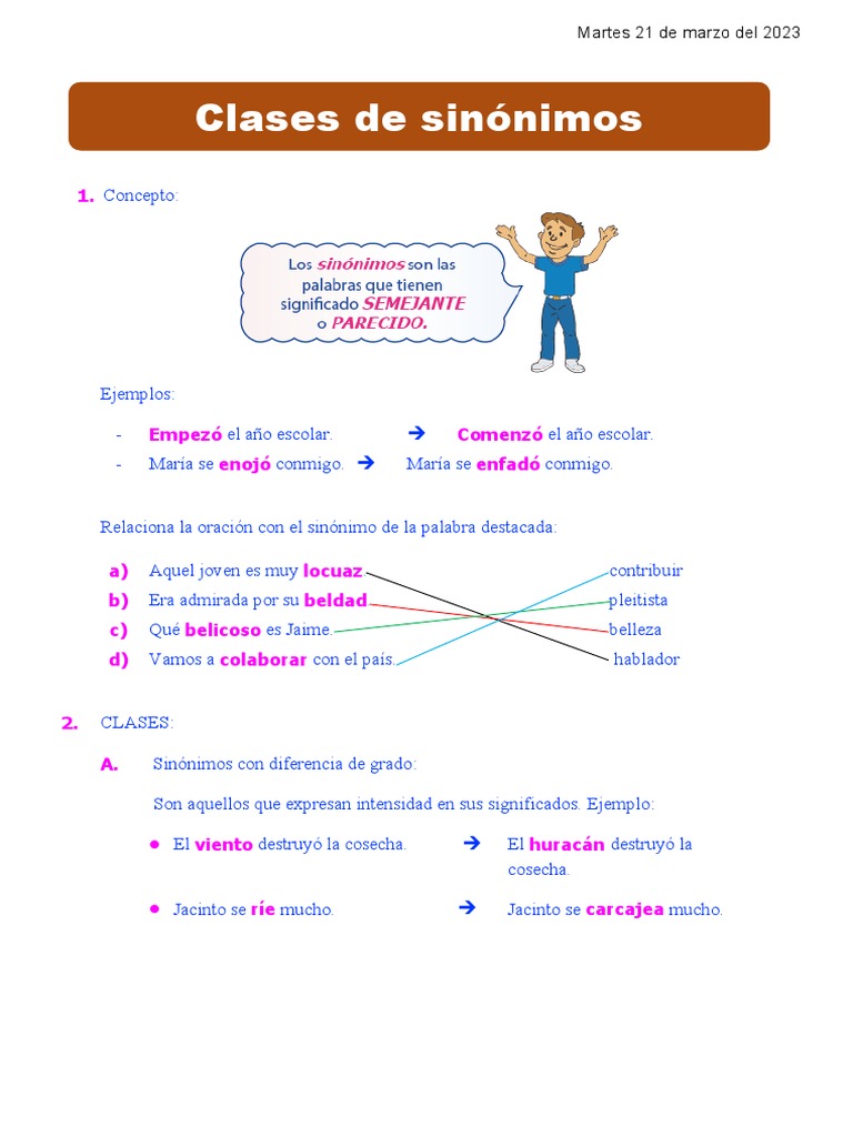 Sinónimos y Clases de Sinónimos | PDF