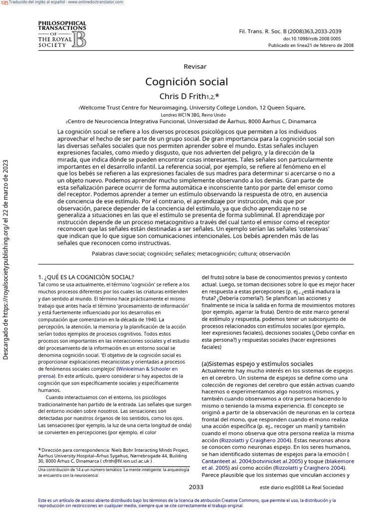 Cognición Social | PDF | Las emociones | Asco