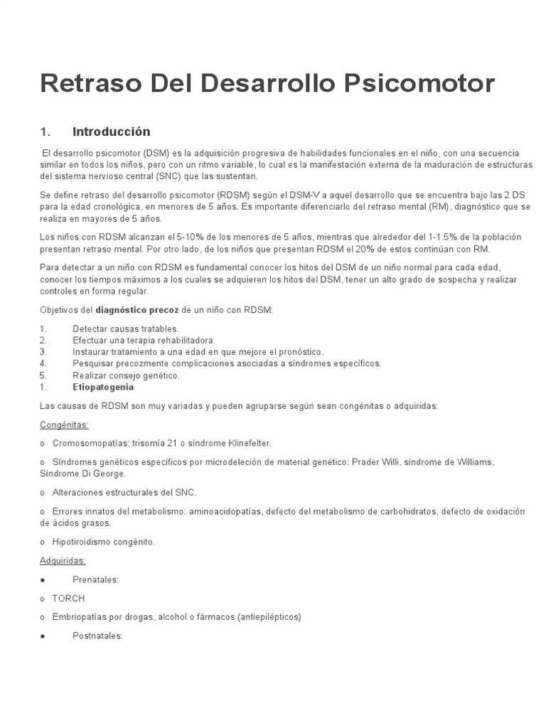 Retraso del Desarrollo Psicomotor (RDSM) | PDF | Discapacidad ...