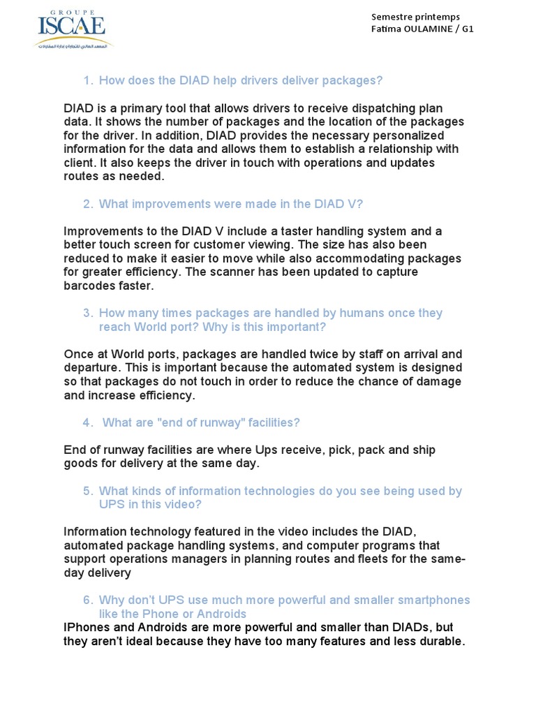 USP Case Study TSI Fatima Oulamine | PDF | United Parcel Service | Android (Operating System)